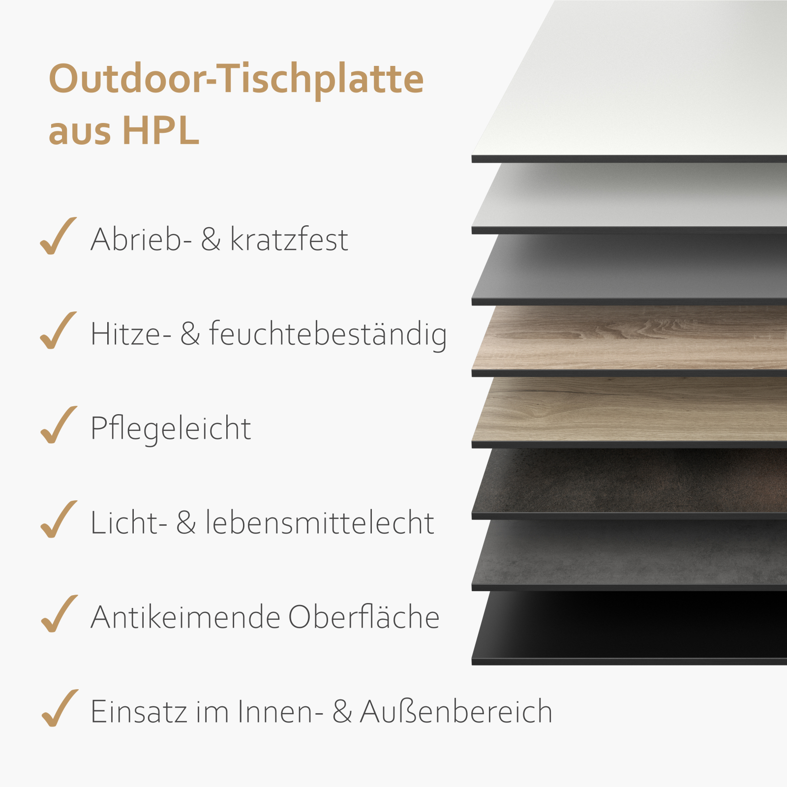 HPL Tischplatte Outdoor schwarz Zuschnitt nach Maß